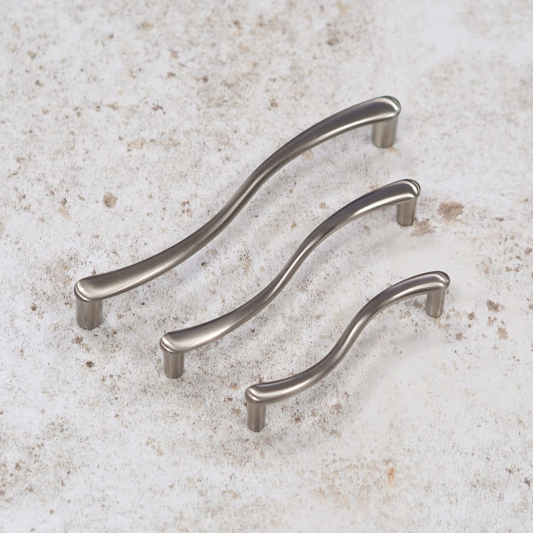 Brushed Nickel Kitchen Cabinet S Shaped Handles | 96mm 128mm 160mm ...
