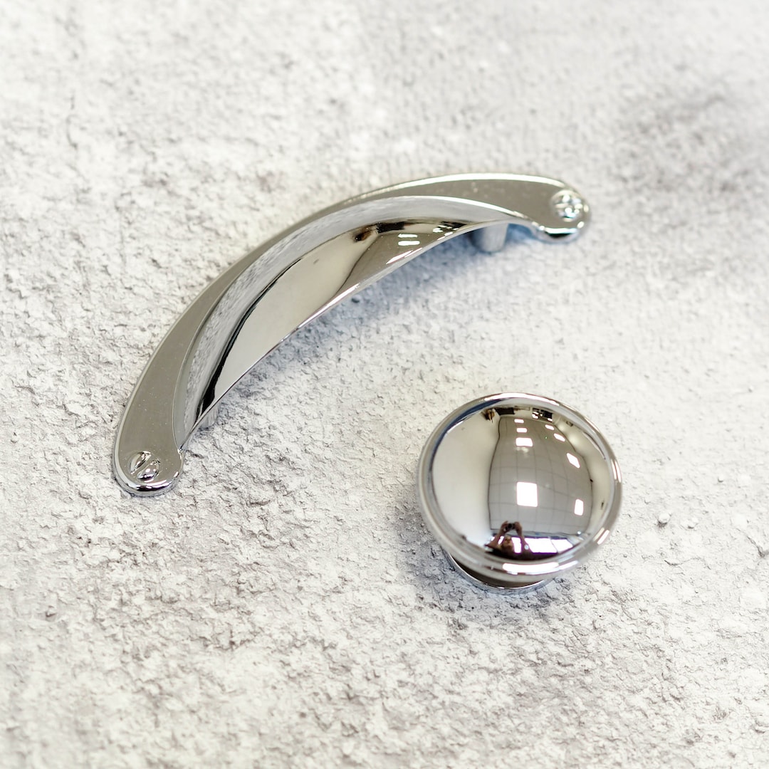 Polished Chrome Shaker Style Cup Handle 64mm & Matching Knob Pull ...