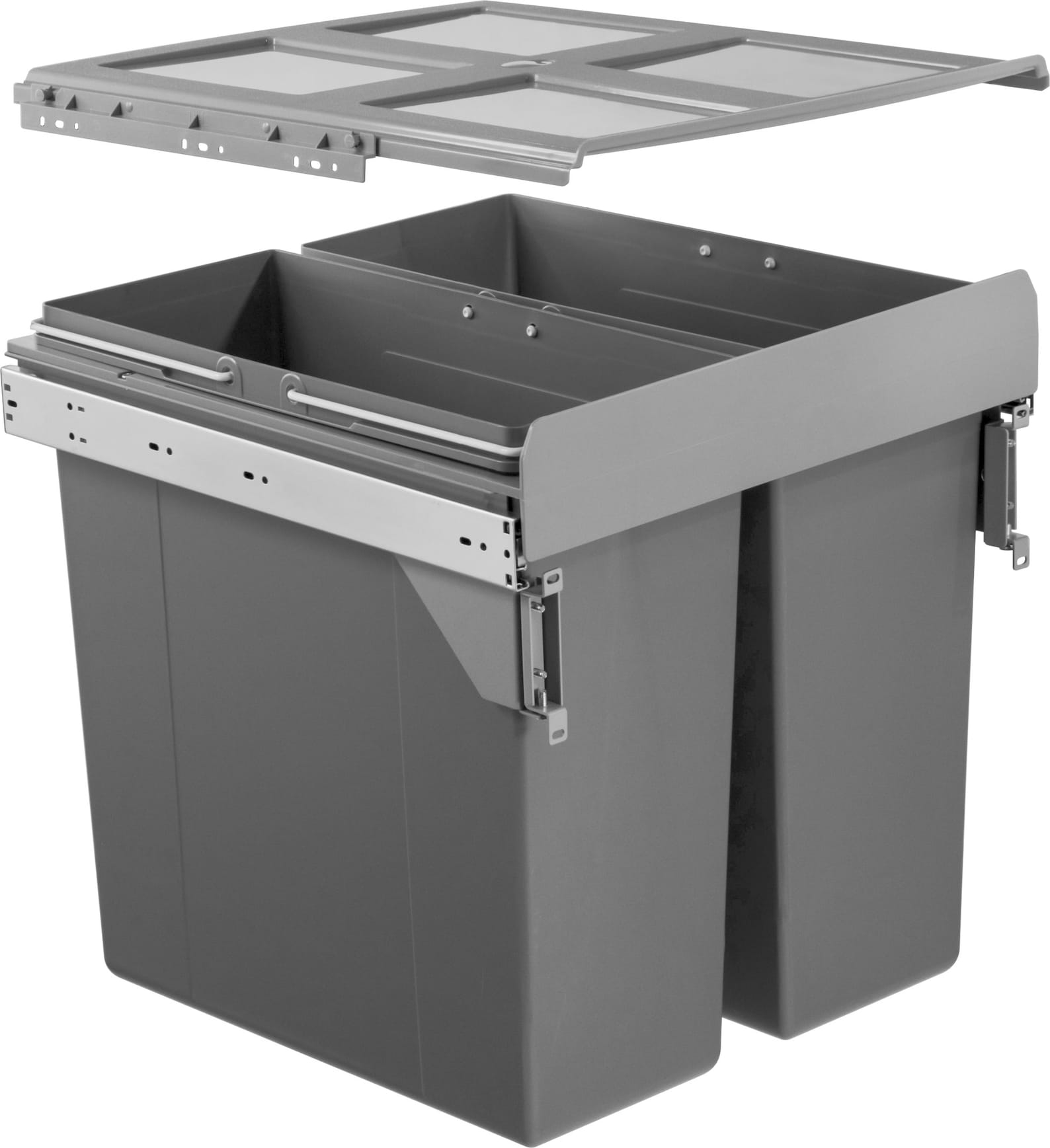 Dark Grey Integrated Soft Close Pull Out Kitchen Waste & Recycling Bin ...