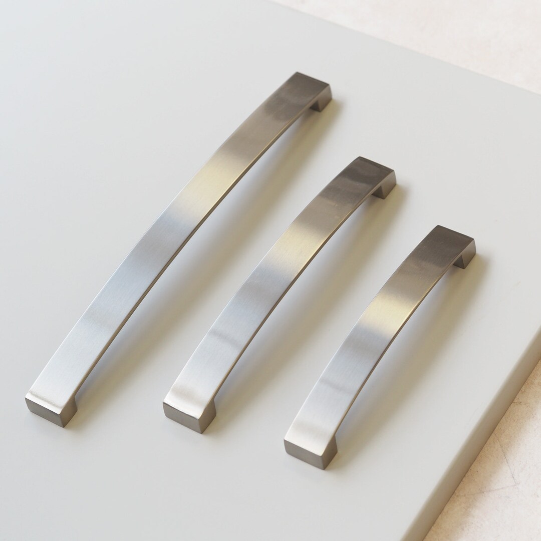 Brushed Nickel Curved Bow Kitchen Cabinet Handles 128mm - Etsy UK