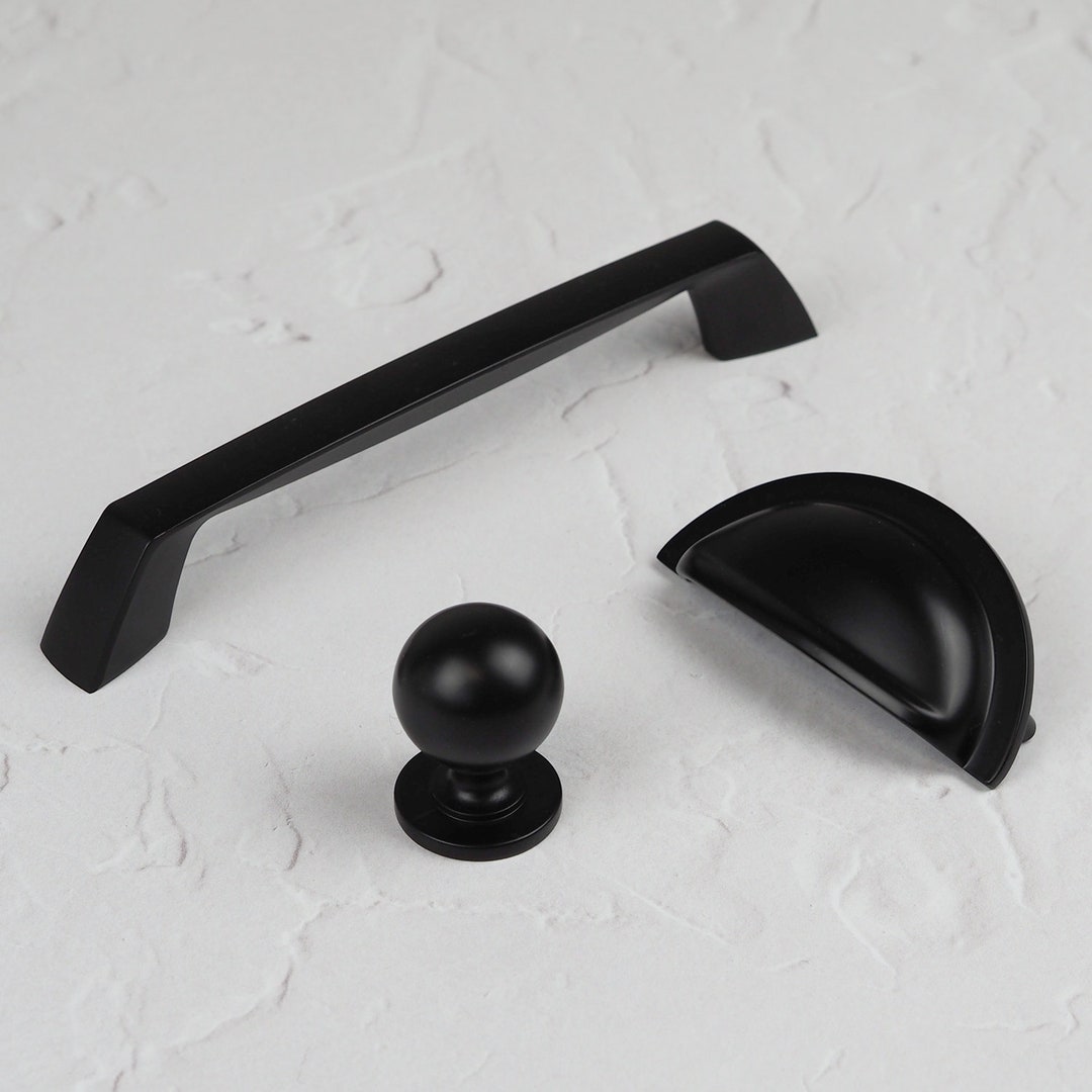 Matt Black Kitchen Cabinet D Handle 160mm Shaker Cup Handle 76mm ...