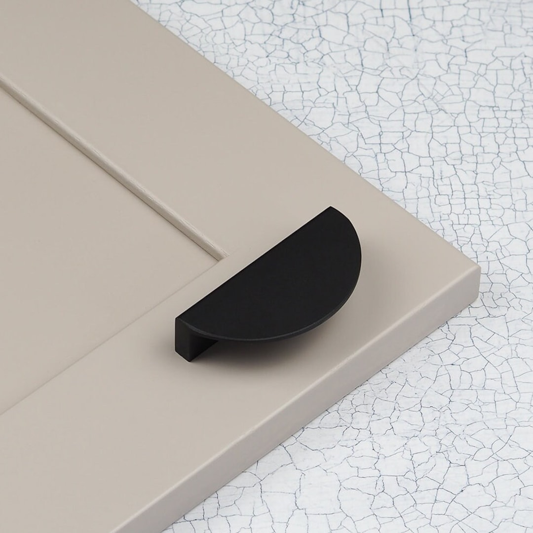Matt Black Half Moon Kitchen Cabinet Pull Handle 64mm Fixings Brushed ...