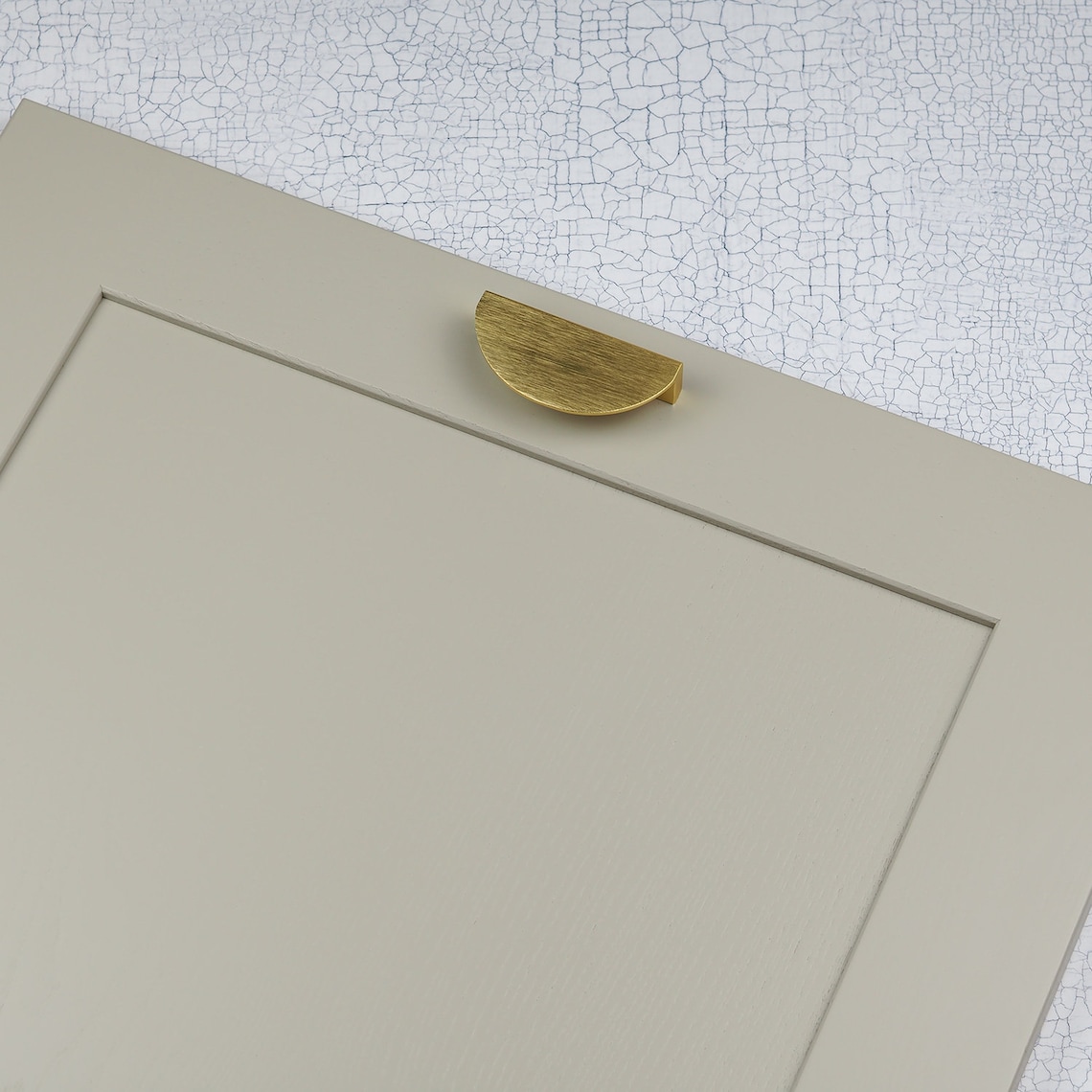Satin Brass Half Moon Kitchen Cabinet Pull Handle 64mm Fixings Brushed ...