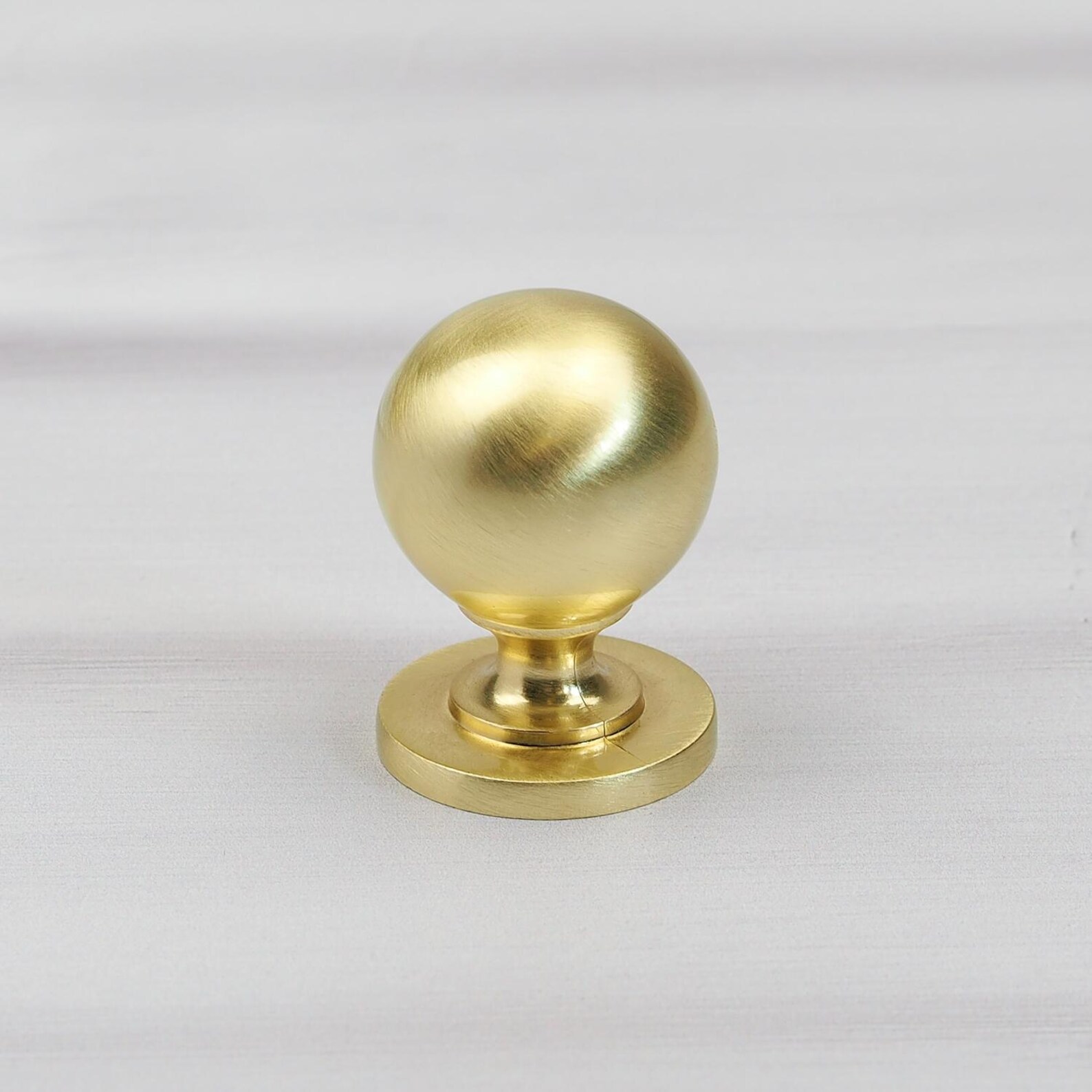 Brushed Brass Kitchen Cupboard Knob Gold Round Ball Handle Single ...
