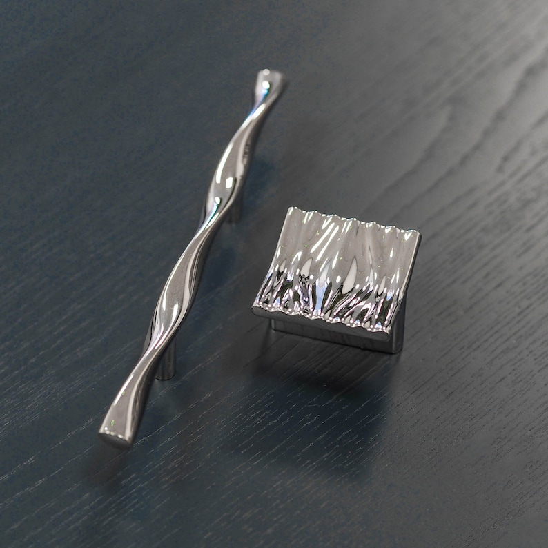 64mm Polished Chrome Kitchen Cabinet Wave Twist T Bar Handle & - Etsy