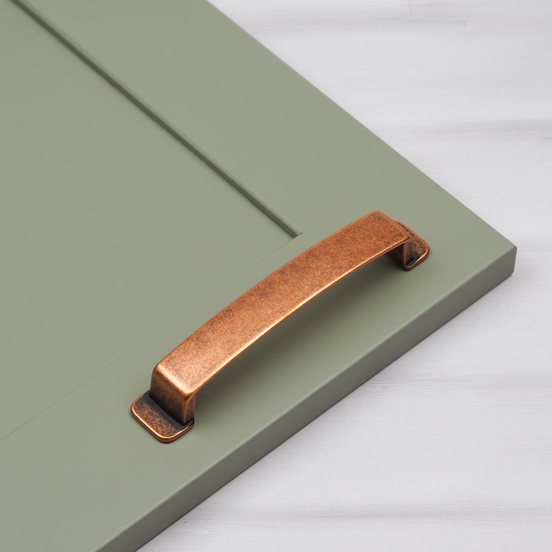 Copper Kitchen Bar Handle Antique Rustic Bar 128mm Fixings Cupboard ...