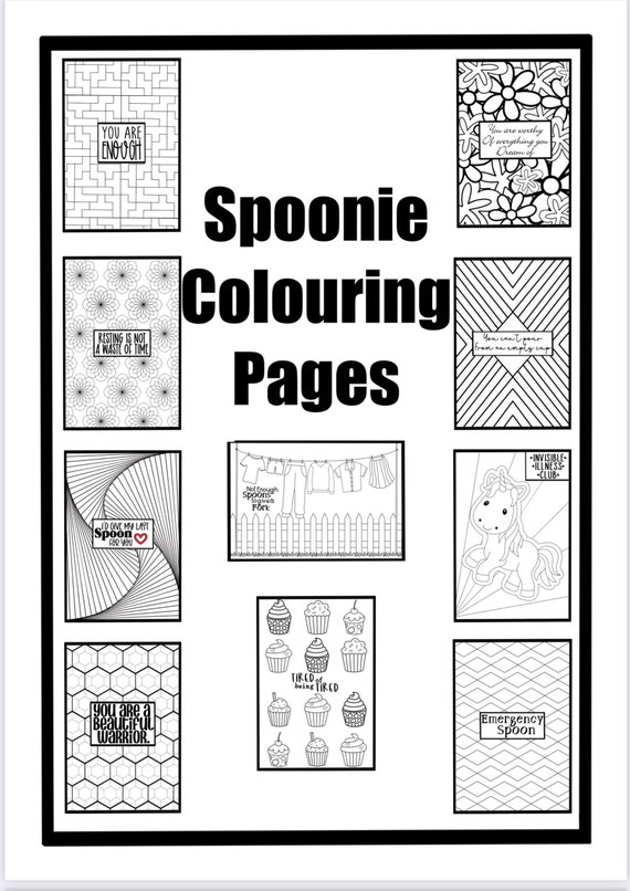 Spoonie Digital Download Colouring Pages Pdf Spoonie | Etsy