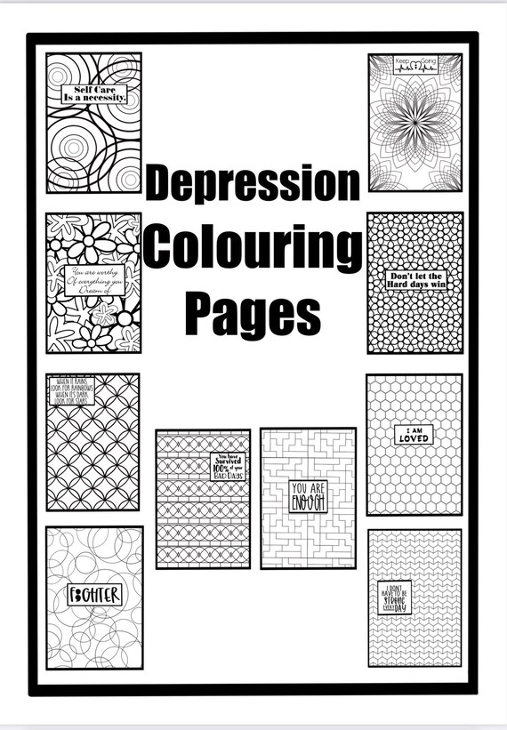 Digital Download Mental Health Colouring Pages Pdf Depression | Etsy