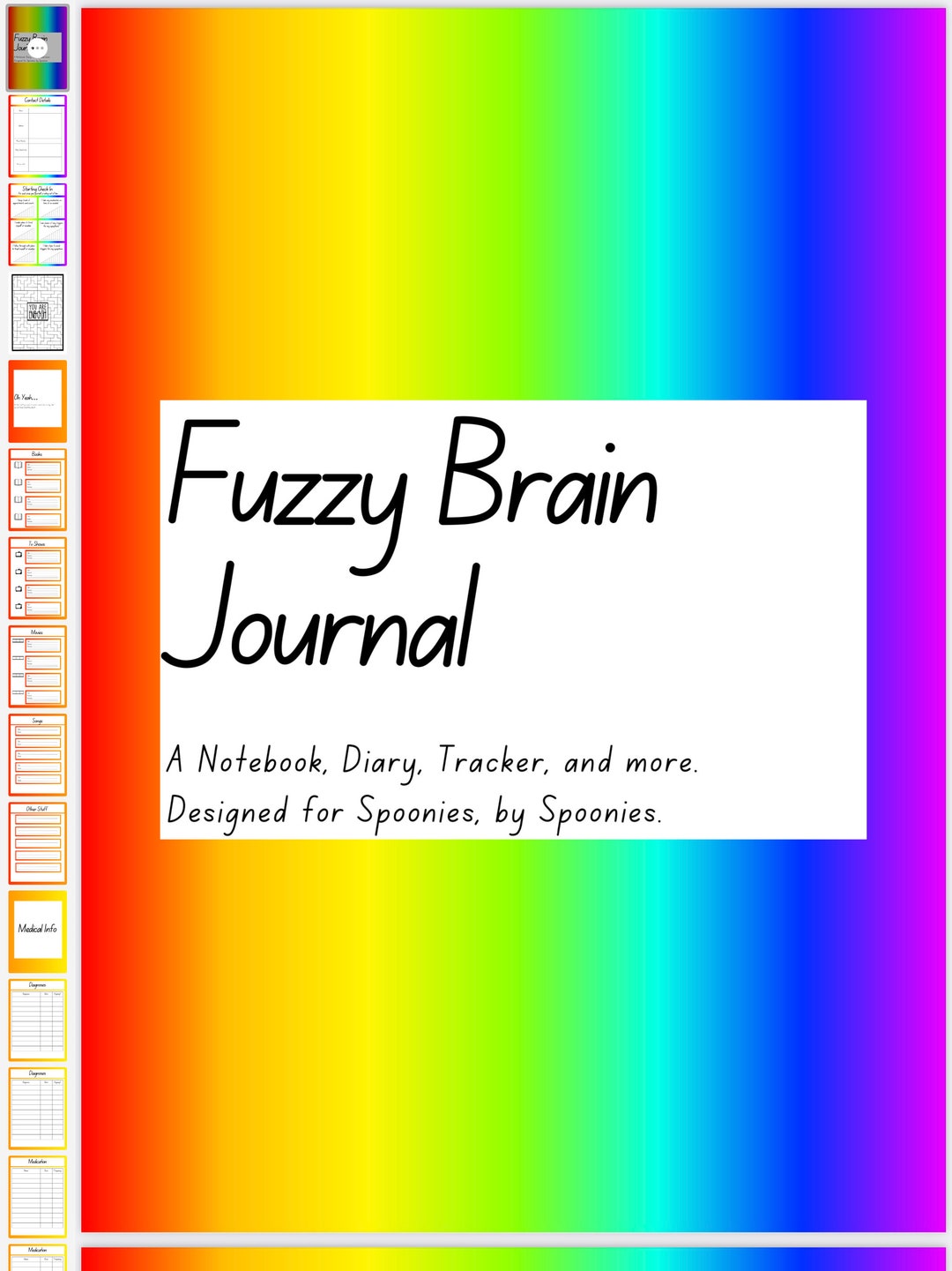 Fuzzy Brain Journal, Digital Download Spoonie Diary, Fibro Fog, Chronic ...