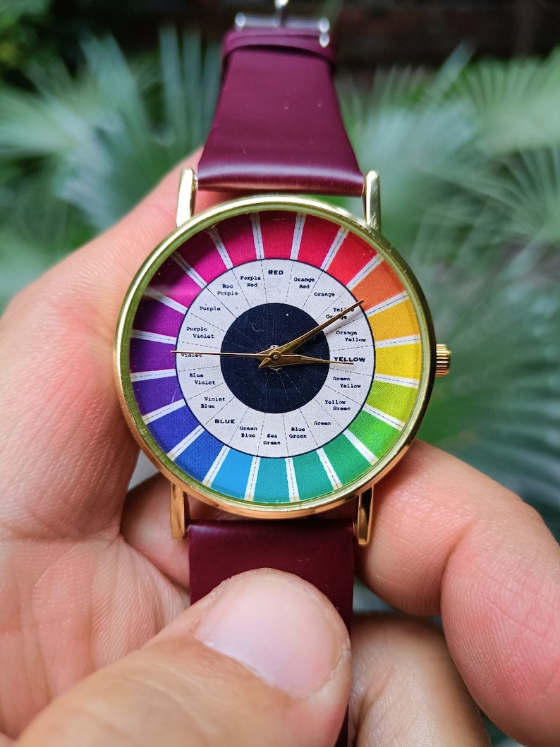 Vintage Color Wheel | Art | Leather Watch | Women's|men's Watch ...