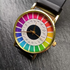Vintage Color Wheel | Art | Leather Watch | Women's|men's Watch ...