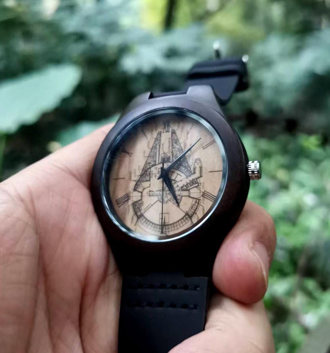 Millennium Falcon Structure Pattern Watch, Wood Lover Watch, Unisex ...