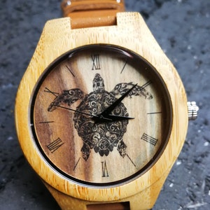 As Calm and Soothing as a Turtle Watch, Unisex Watch, Bamboo Wooden ...