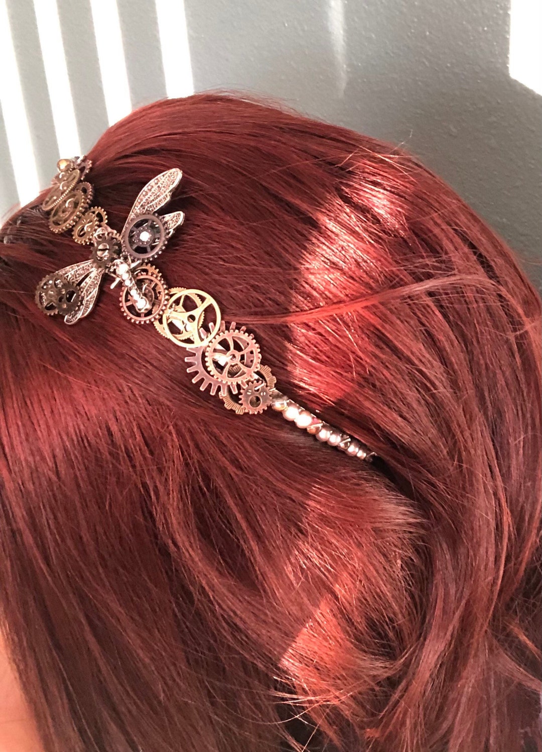 Steampunk Dragonfly Headband Steampunk Hair Punk Hairband Beaded ...