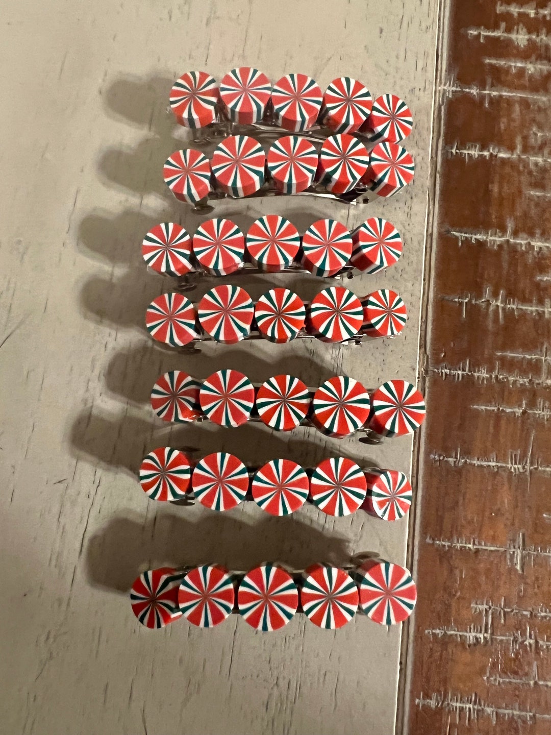 Peppermint Barrette Red and Green Barrette Small Barrette - Etsy