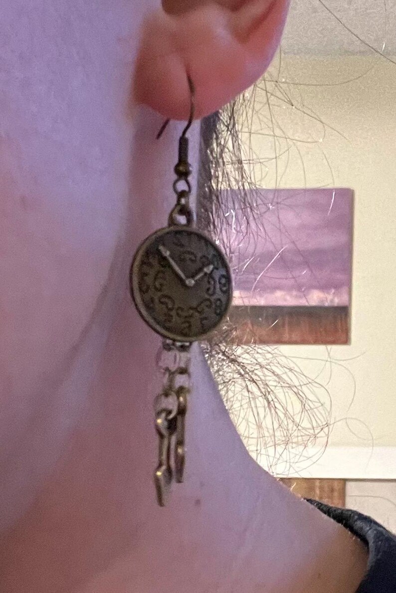 Clock Earrings Clock Face Bronze Jewelry Steampunk Jewelry Steampunk ...