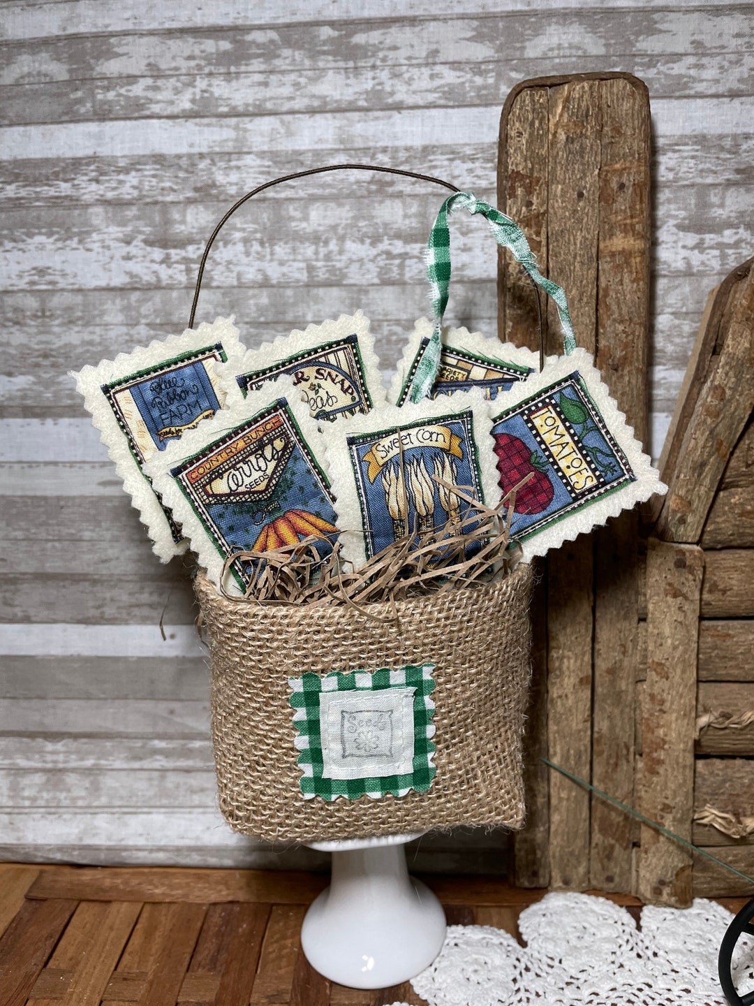 Seed Packets in a Burlap Pouch/ Burlap/tiered Tray/garden Decor/garden ...