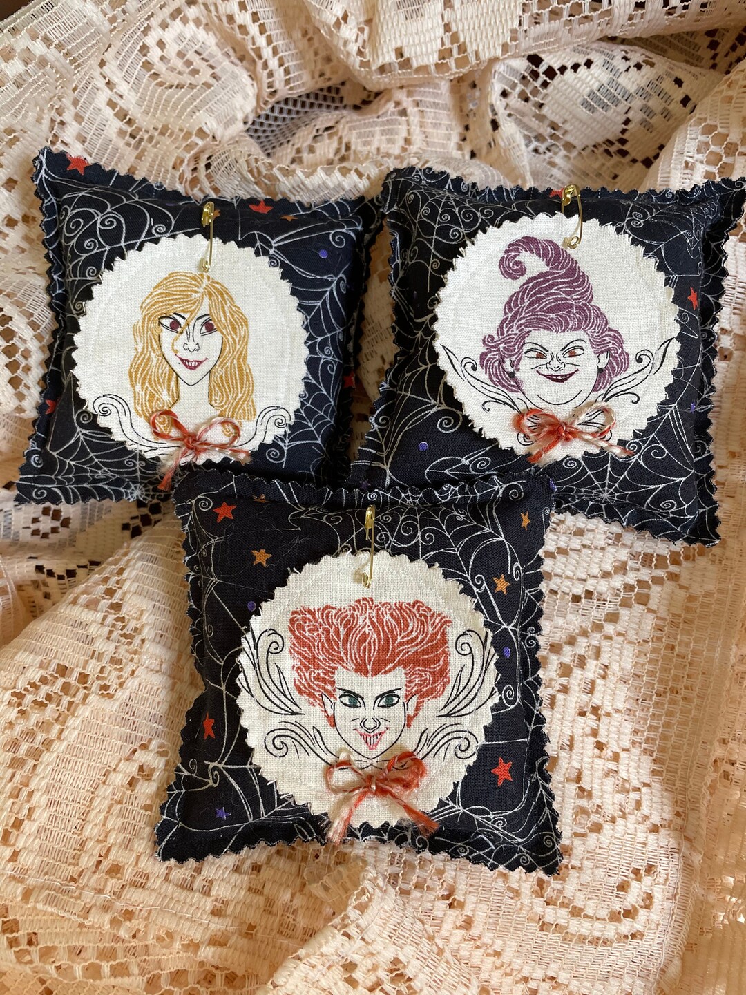 Set of 3 Hocus Pocus Themed Portrait Mini Pillows/ Tiered Trays/witch ...