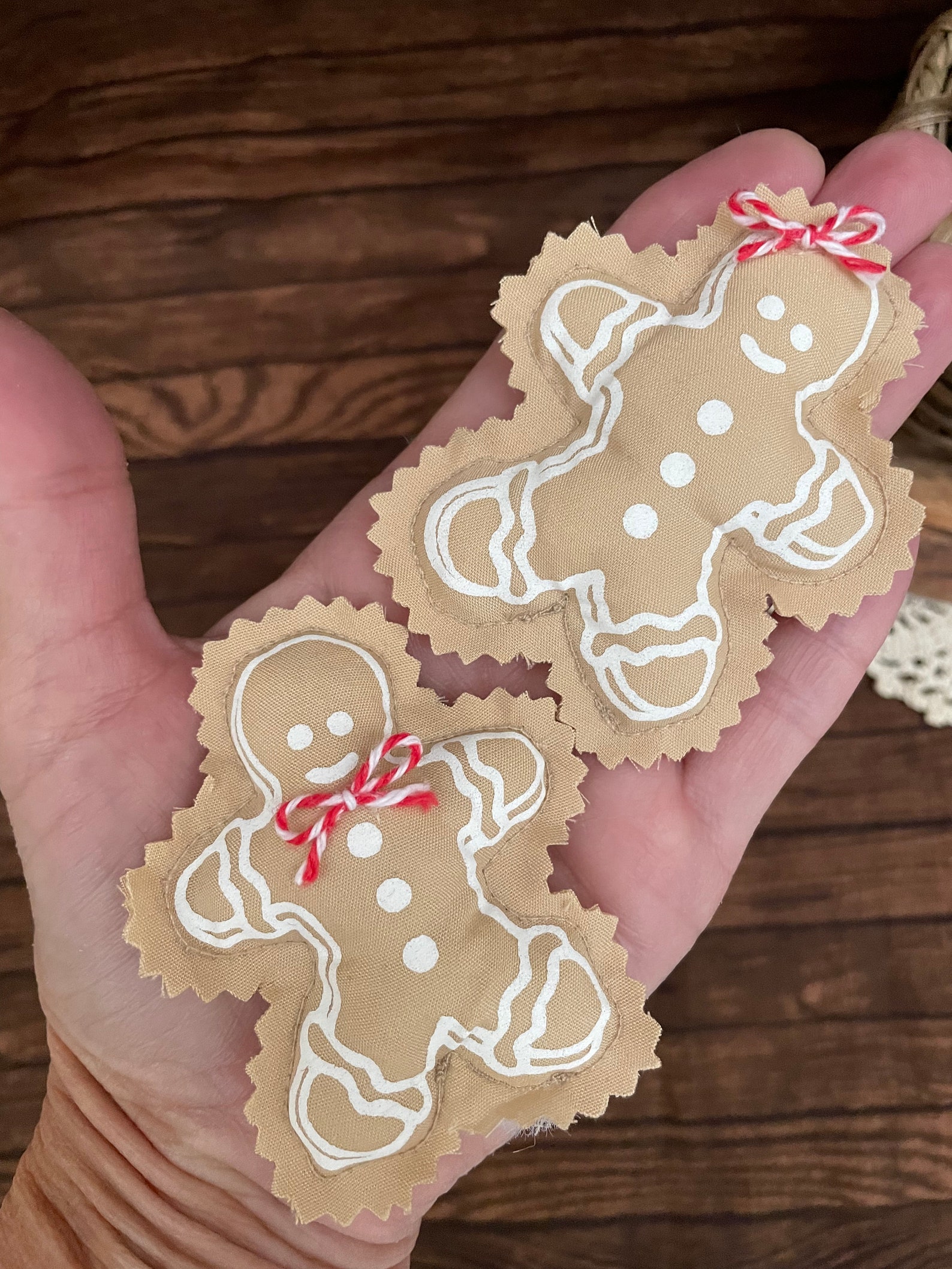 Set of 2 Fabric 3 Tall Mini Gingerbread People/stuffed - Etsy