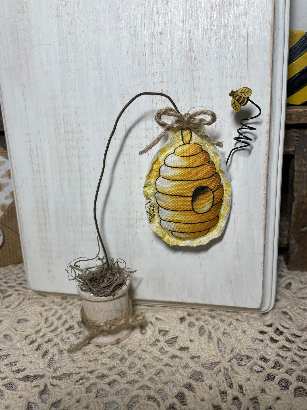 Vintage Spool With Bee Hive/ Bee Hive/ Bee Theme/bumble Bee/ Bee Decor ...