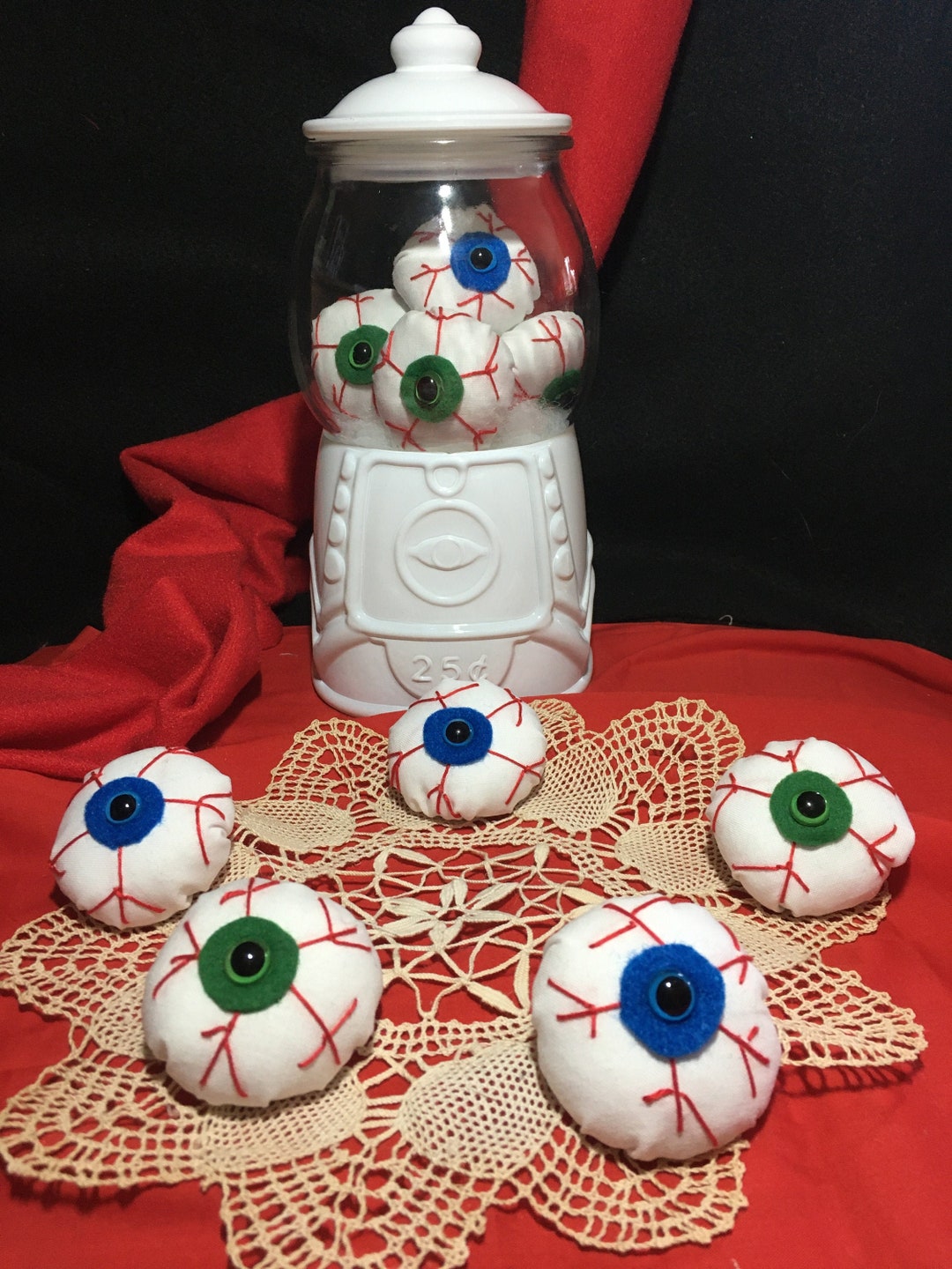 Set of 5 Fabric Stuffed Spooky Eyeballs for Halloween Decor/halloween ...