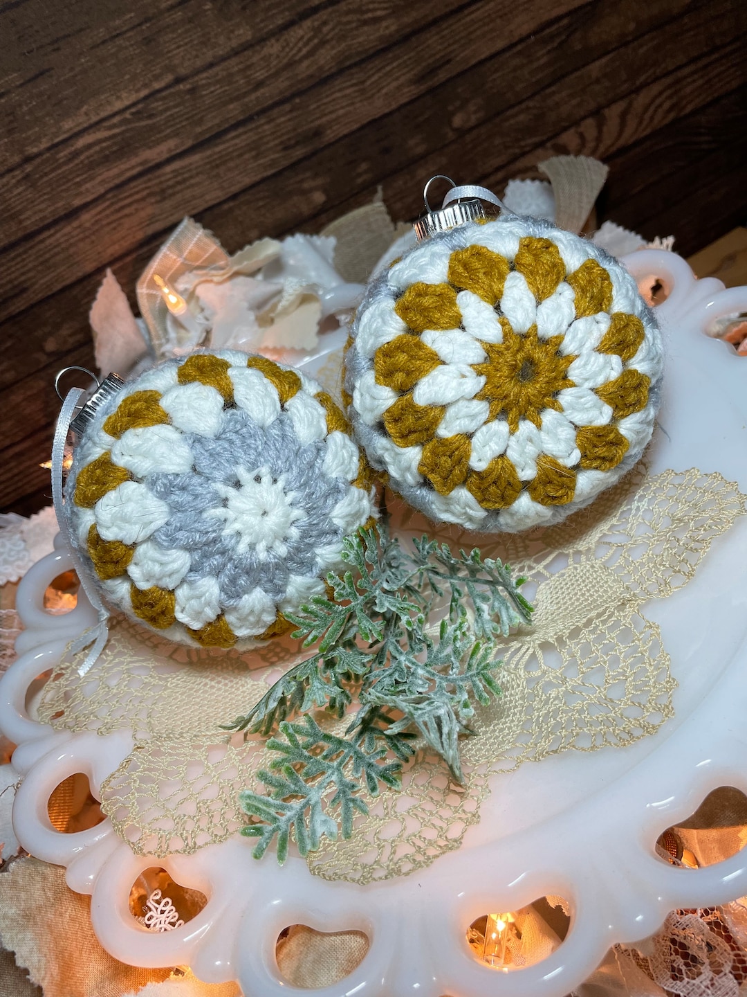 Crochet Granny Square Ornament/ Christmas Ornament/old Fashioned/granny ...