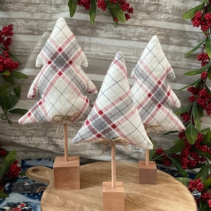 Stuffed Fabric Christmas Trees/holiday Decor/christmas Tree/plaid ...