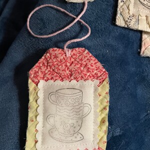 Vintage Quilt Jumbo Tea Bag Tag/repurposed Quilt/tea Cups/tea/tea Time ...