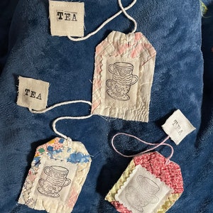 Vintage Quilt Jumbo Tea Bag Tag/repurposed Quilt/tea Cups/tea/tea Time ...