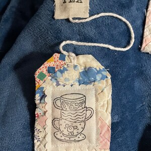Vintage Quilt Jumbo Tea Bag Tag/repurposed Quilt/tea Cups/tea/tea Time ...