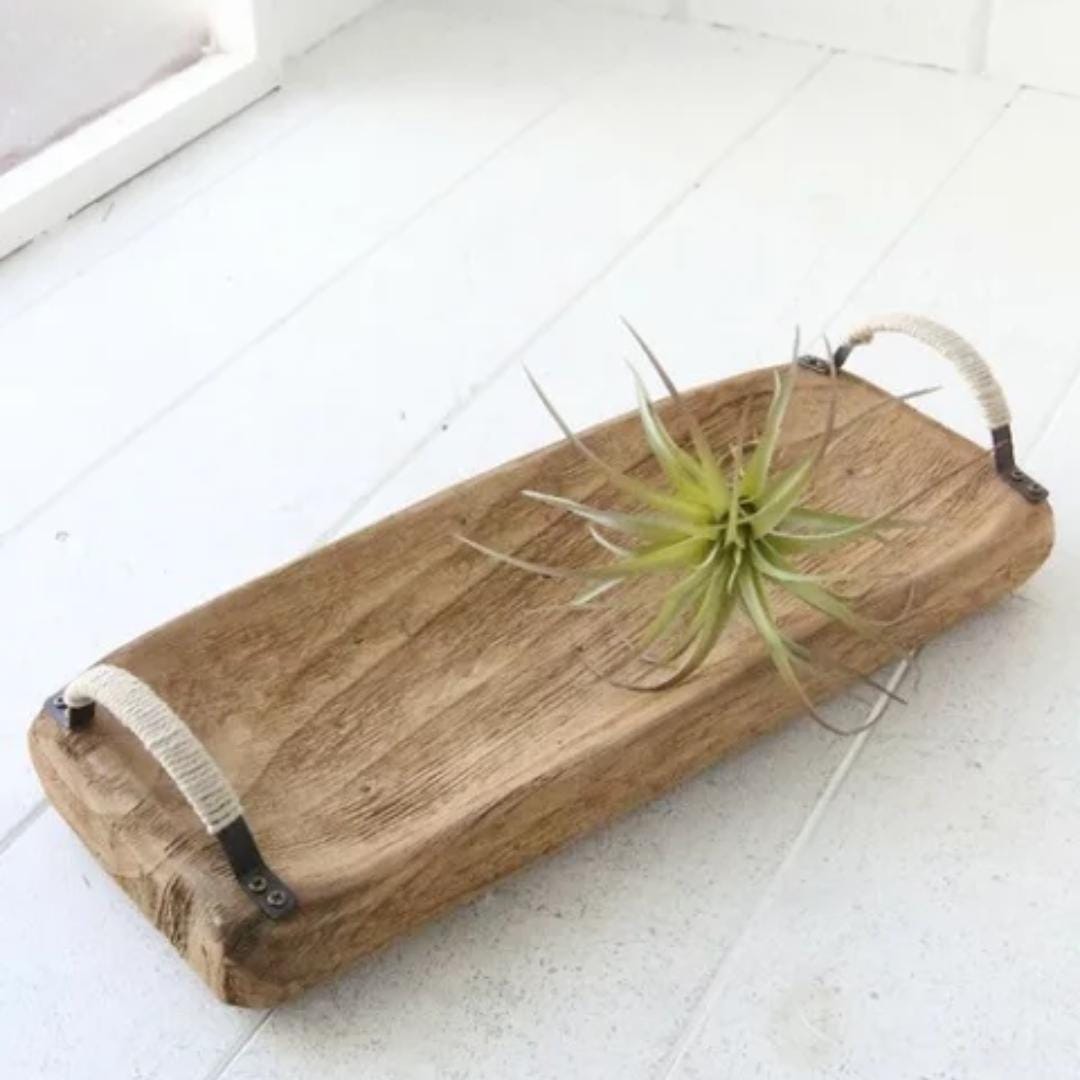 Rustic Wood Coffee Table Tray With Handles, Farmhouse Centerpieces for ...
