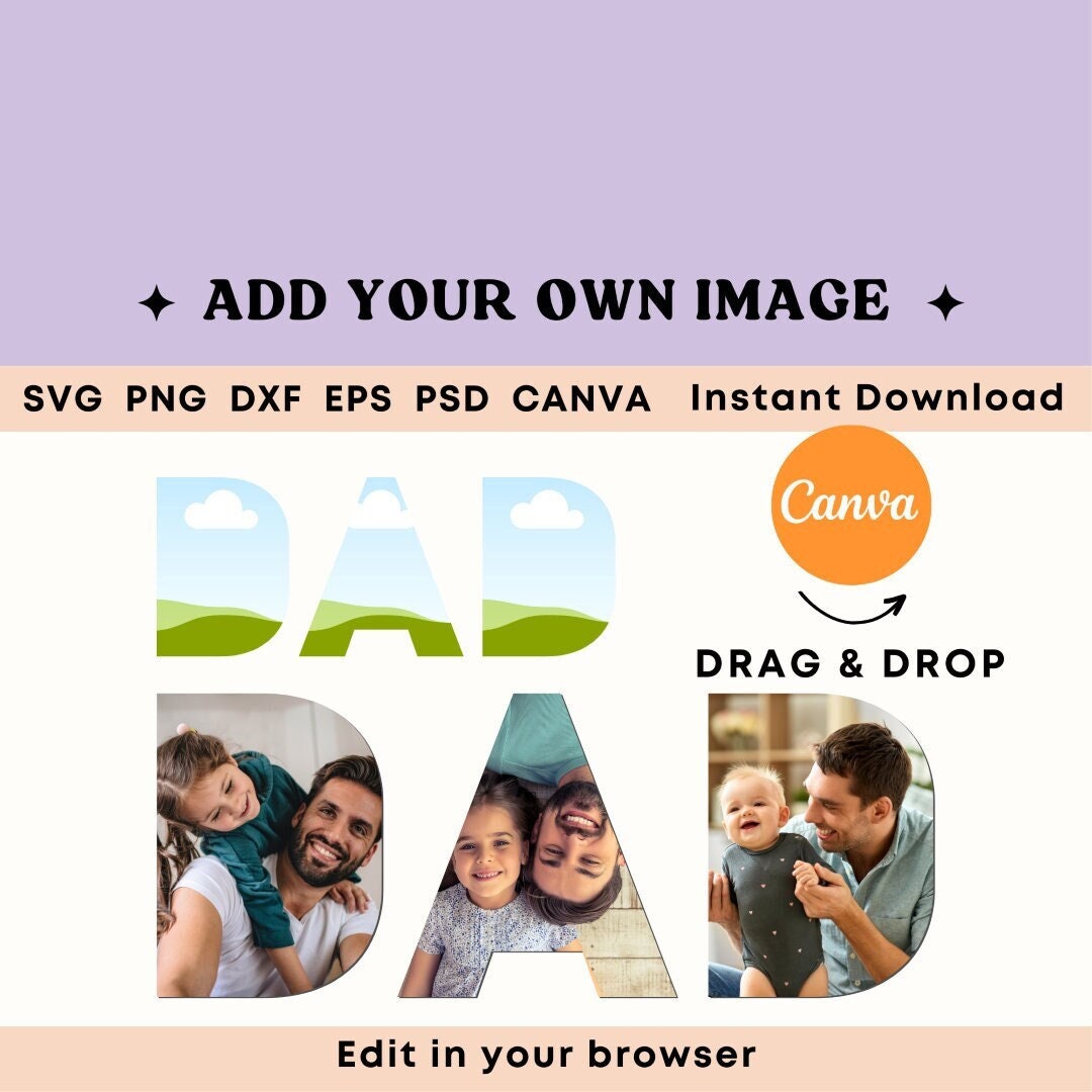 Dad Photo Frame, Dad Photo Collage Gift, Dad Svg, Dad Canva Template ...