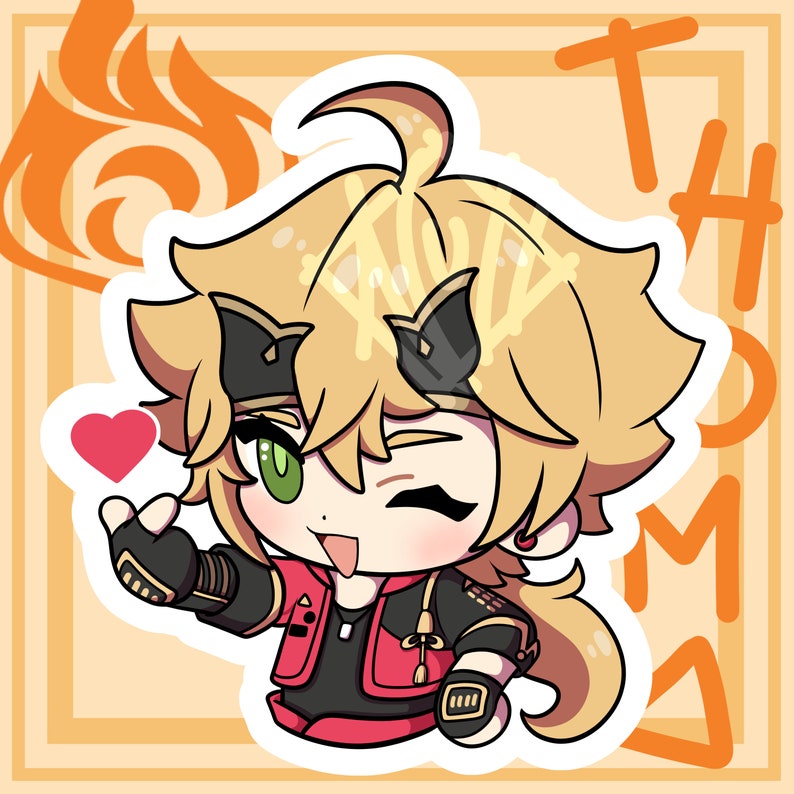 Genshin Thoma Emote Stickers - Etsy