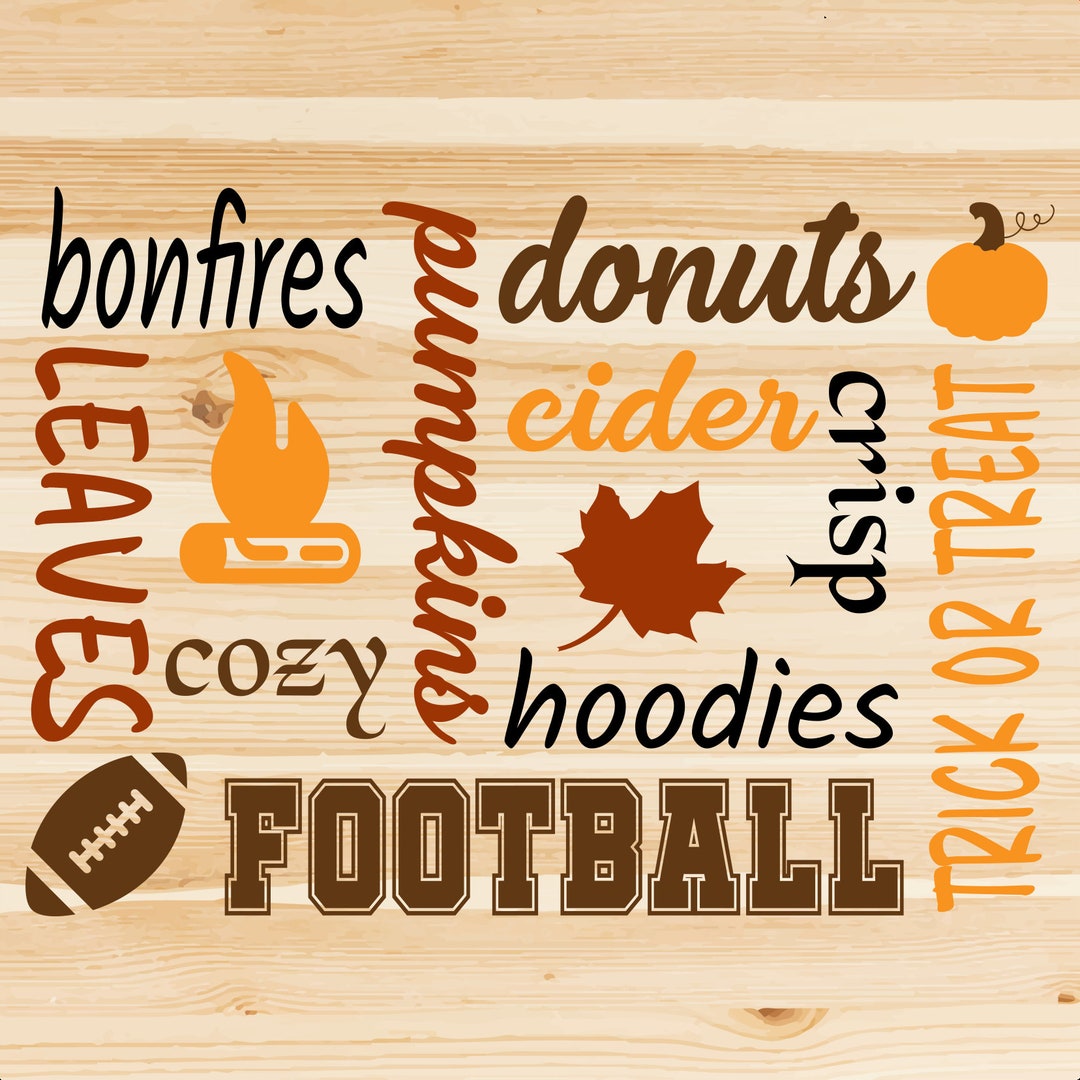 Autumn Words Box SVG DXF PDF for Cricut Vinyl Design, Fall Svg ...
