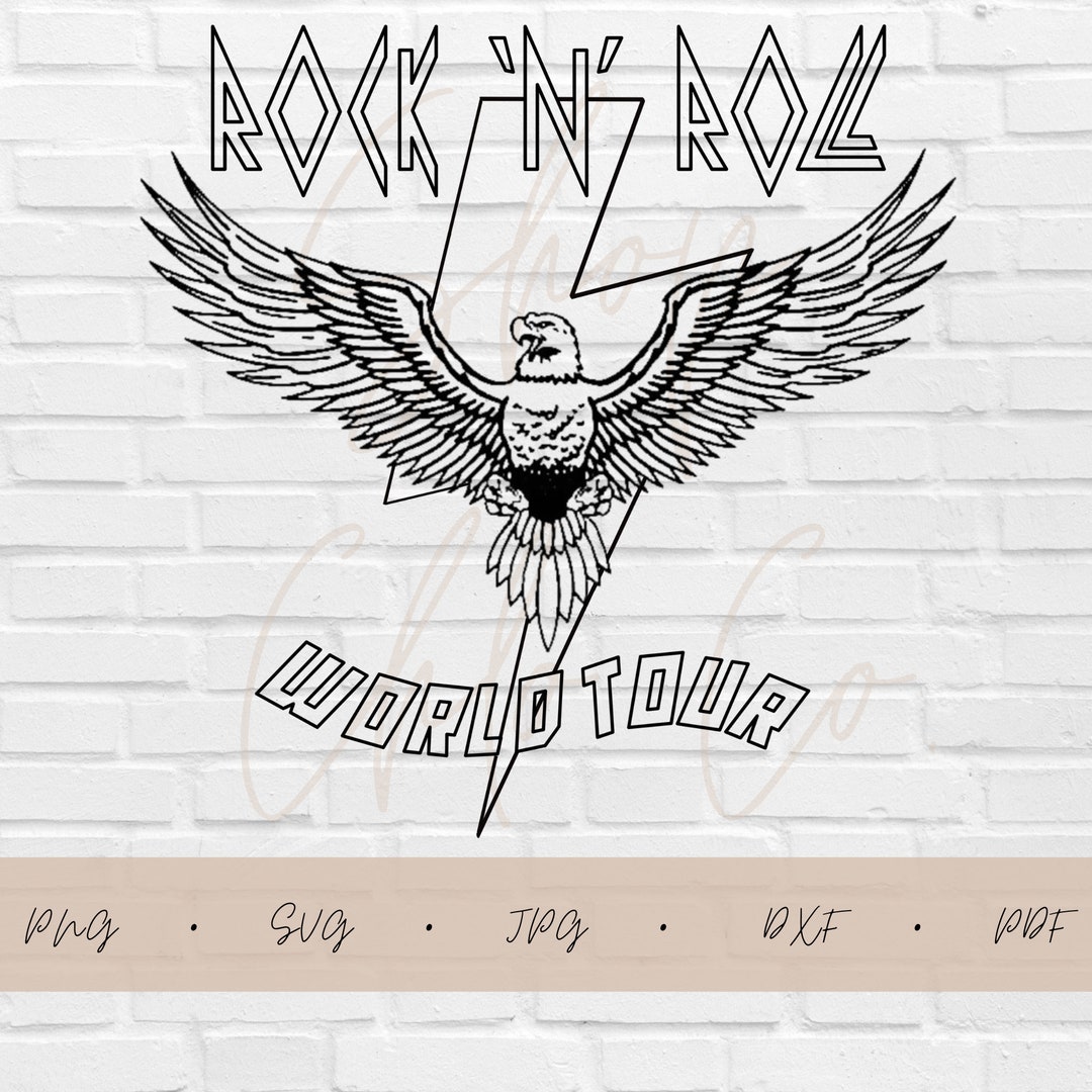 Rock N Roll World Tour PNG | Rock Band Graphic Tee Idea Sublimation ...