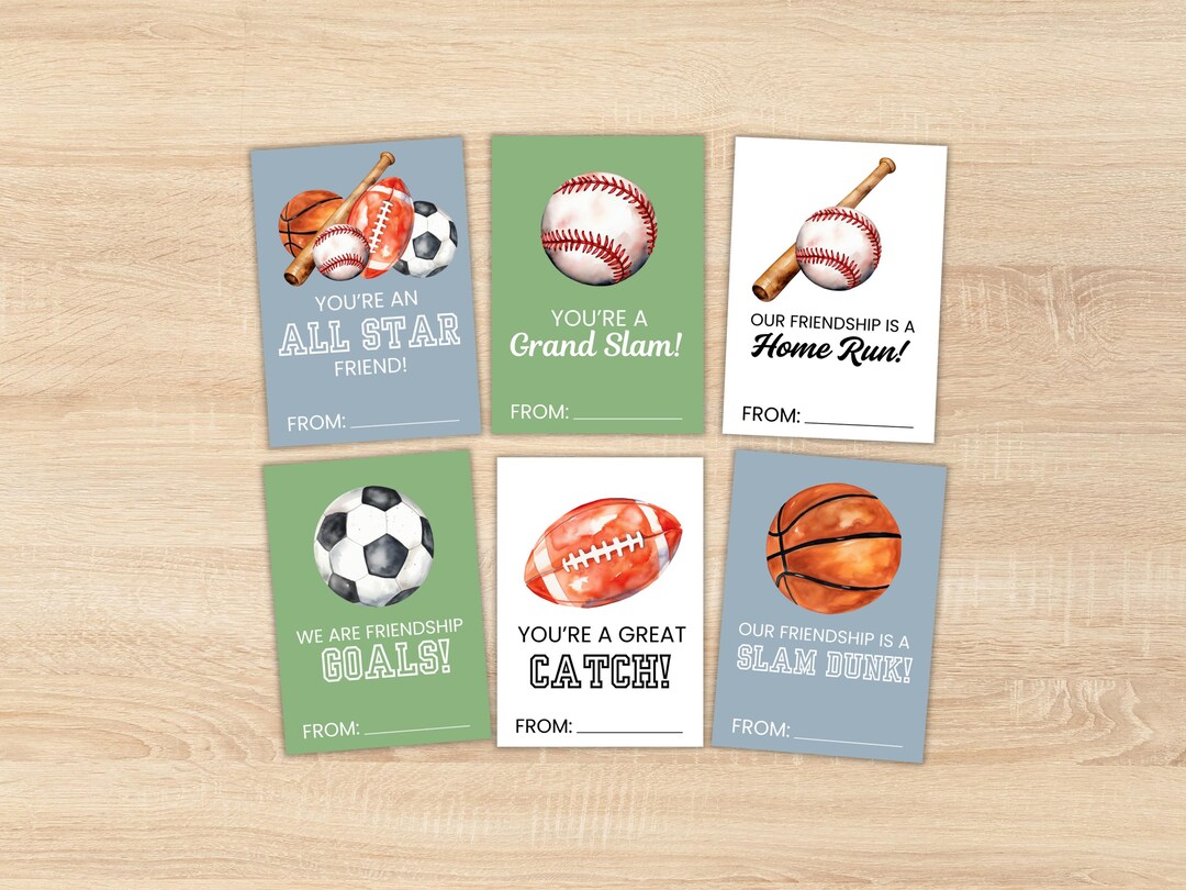 Printable Sports Valentines Cards, Kids Classroom Valentines ...