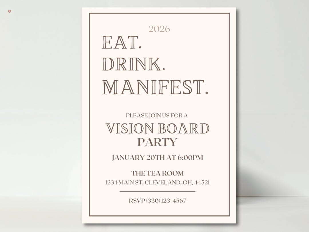 2026 Vision Board Party Invite, Manifest New Years Resolutions ...
