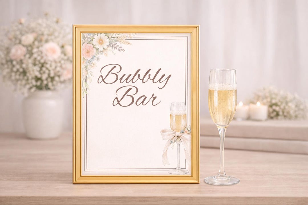Editable Bubbly Bar Sign Templates, Champagne Bar Signage, Boots and ...