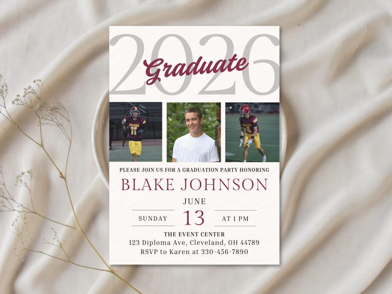 Editable 2026 Graduation Party Invitation, Grad Party Invite, Evite ...