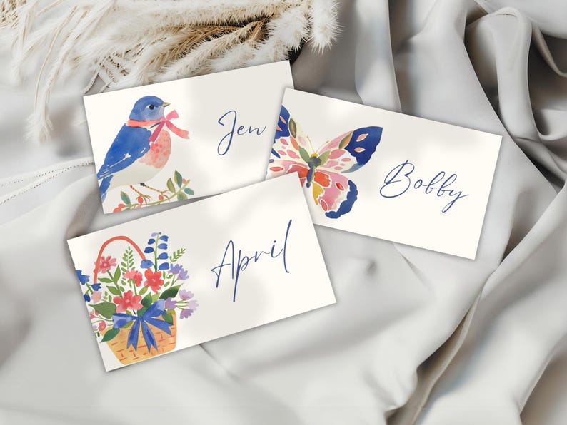 Personalized Easter Place Card Templates, Editable Spring Name Seat ...