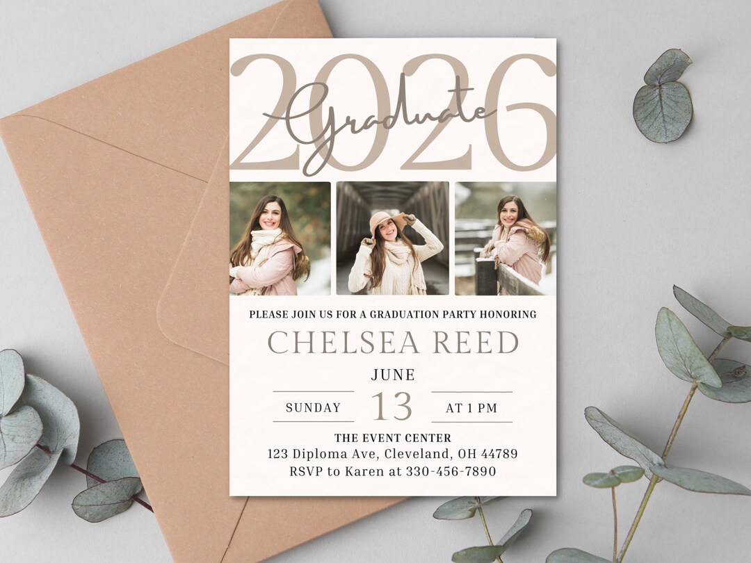 Editable 2026 Graduation Party Invitation, Grad Party Invite, Evite ...