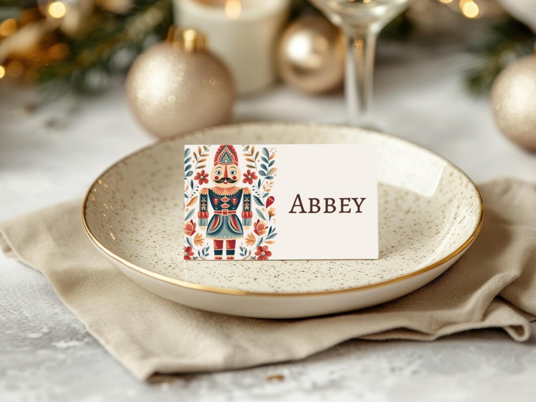 Christmas Dinner Place Card, Holiday Placecards, Custom Name Cards ...
