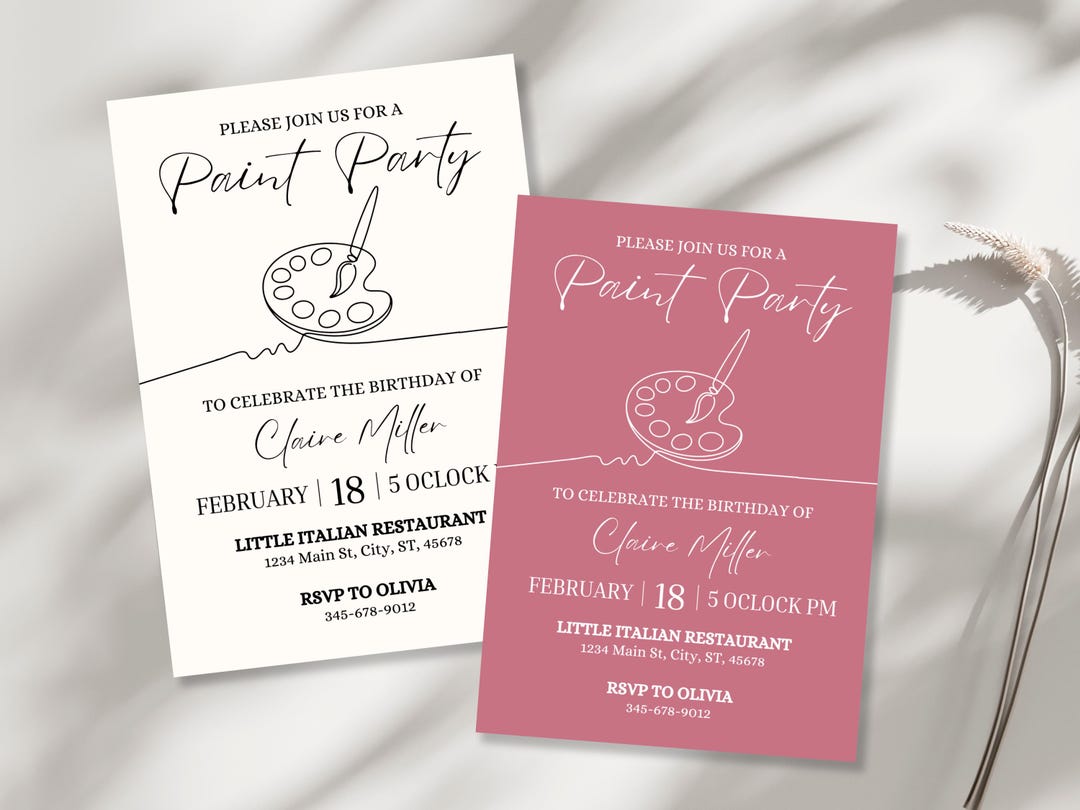 Wine and Paint Invite, Paint Night Invitation Template, Paint and Sip ...