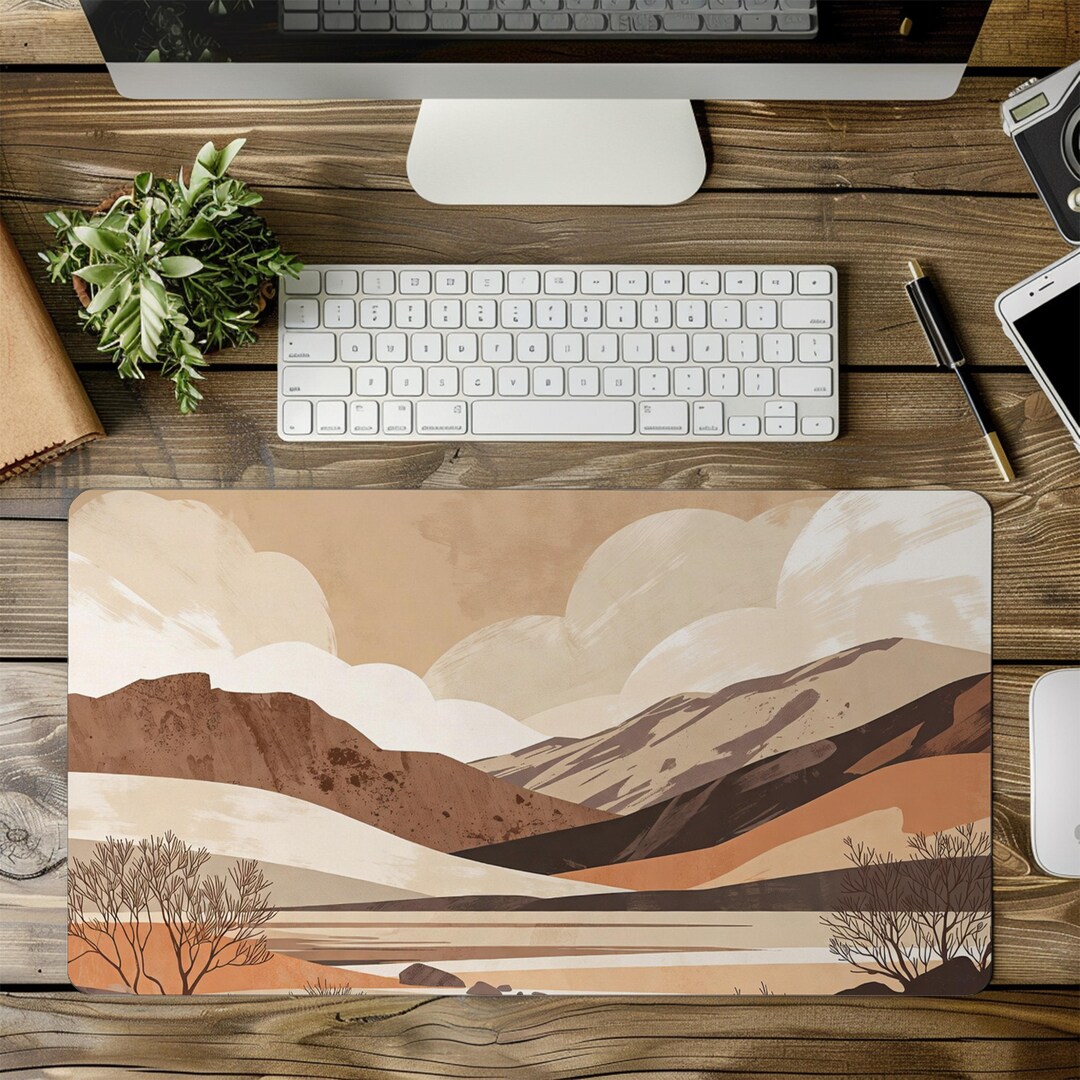 Minimalist Desert Landscape Desk Mat – Aesthetic Extra Large Desk ...