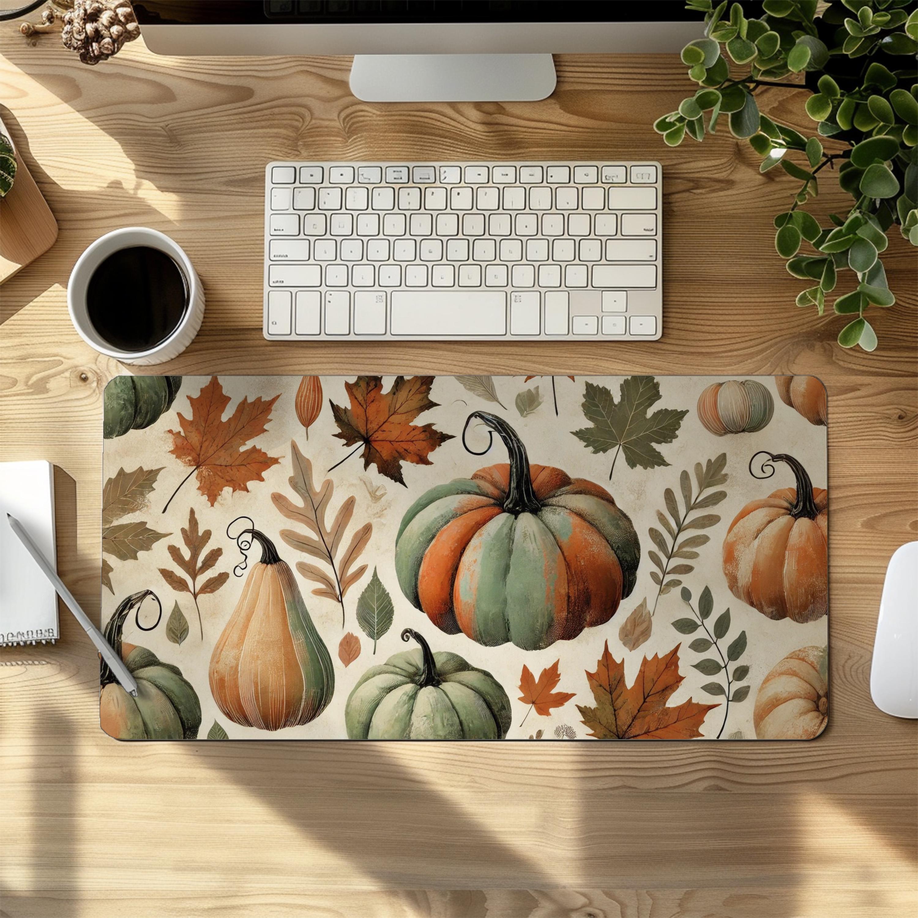 Boho Fall Pumpkin Desk Mat: Cozy Autumn Office Decor, Made in USA - Etsy