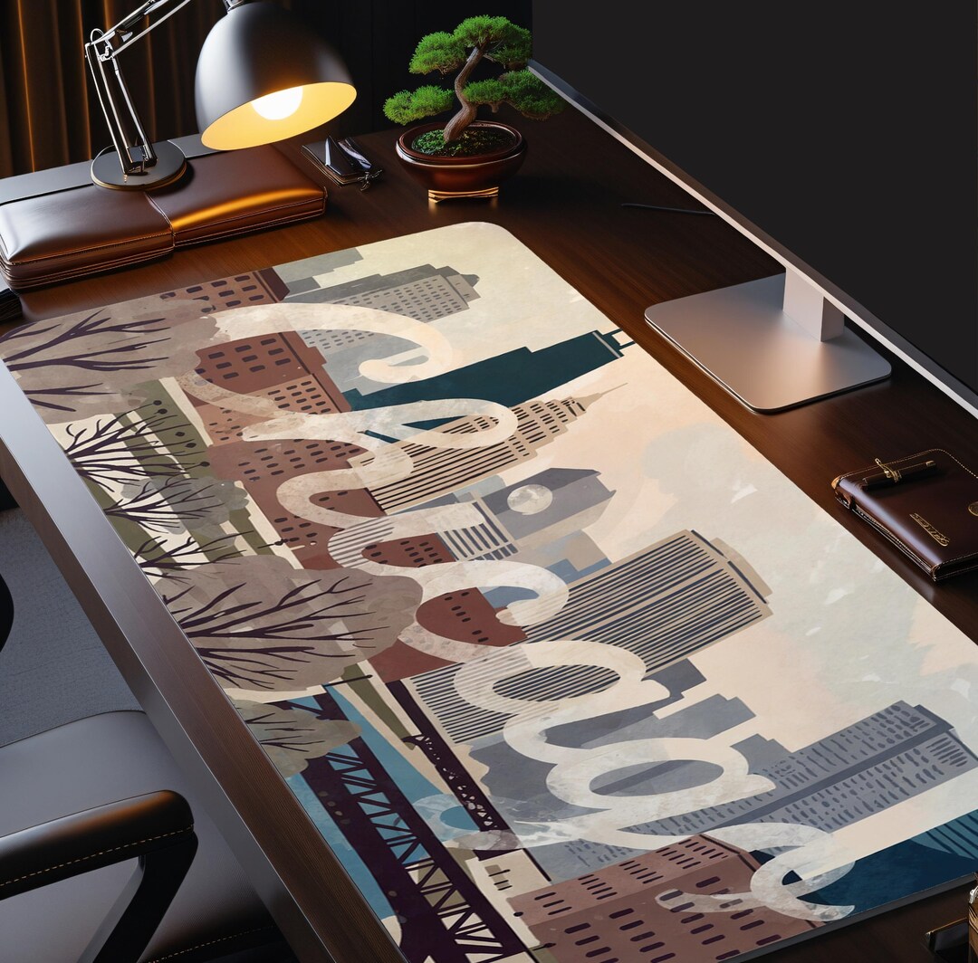 Chicago Desk Mat, Chicago Skyline Desk Pad, Cityscape Office Decor ...