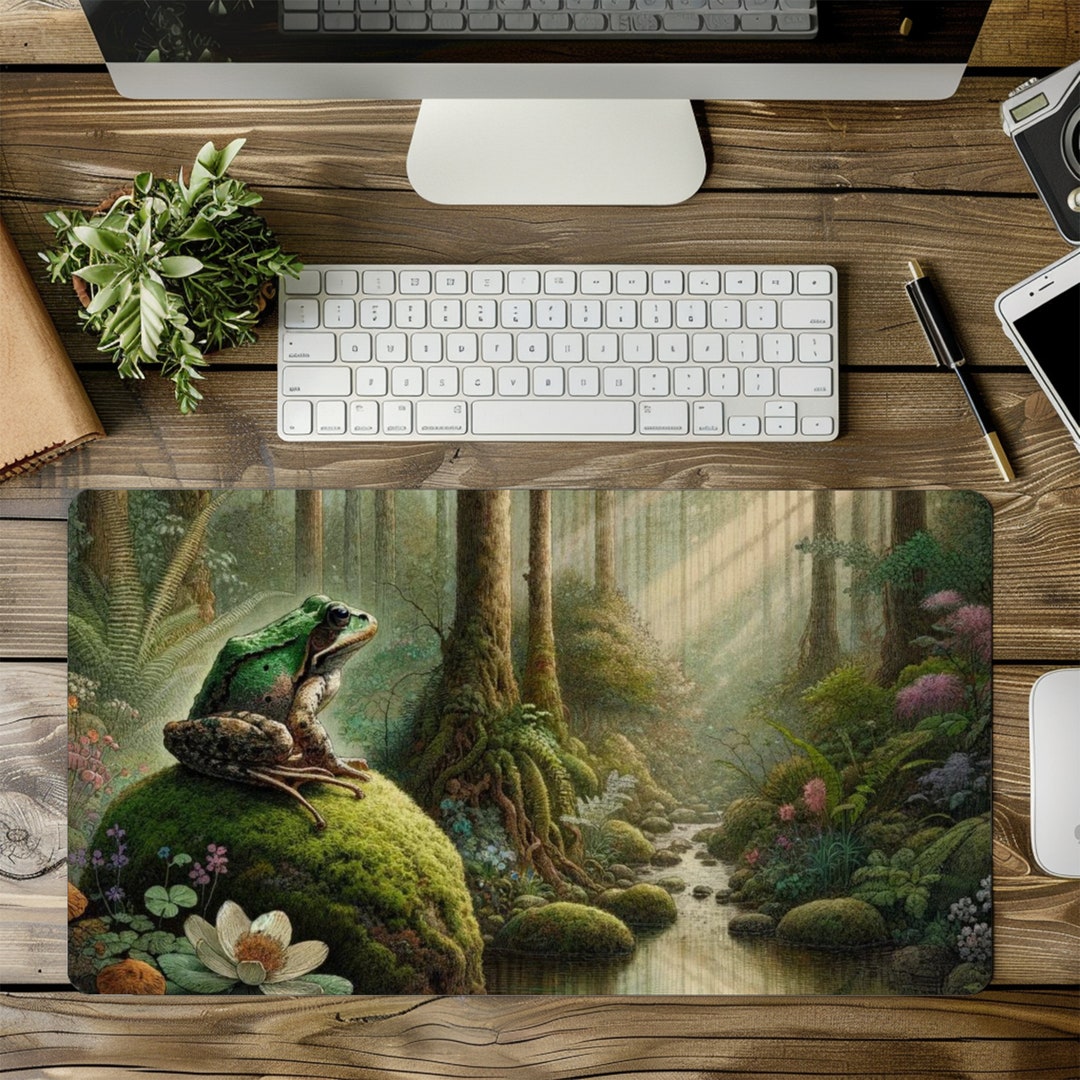 Whimsical Woodland Frog Desk Mat Nature-inspired Office Decor ...