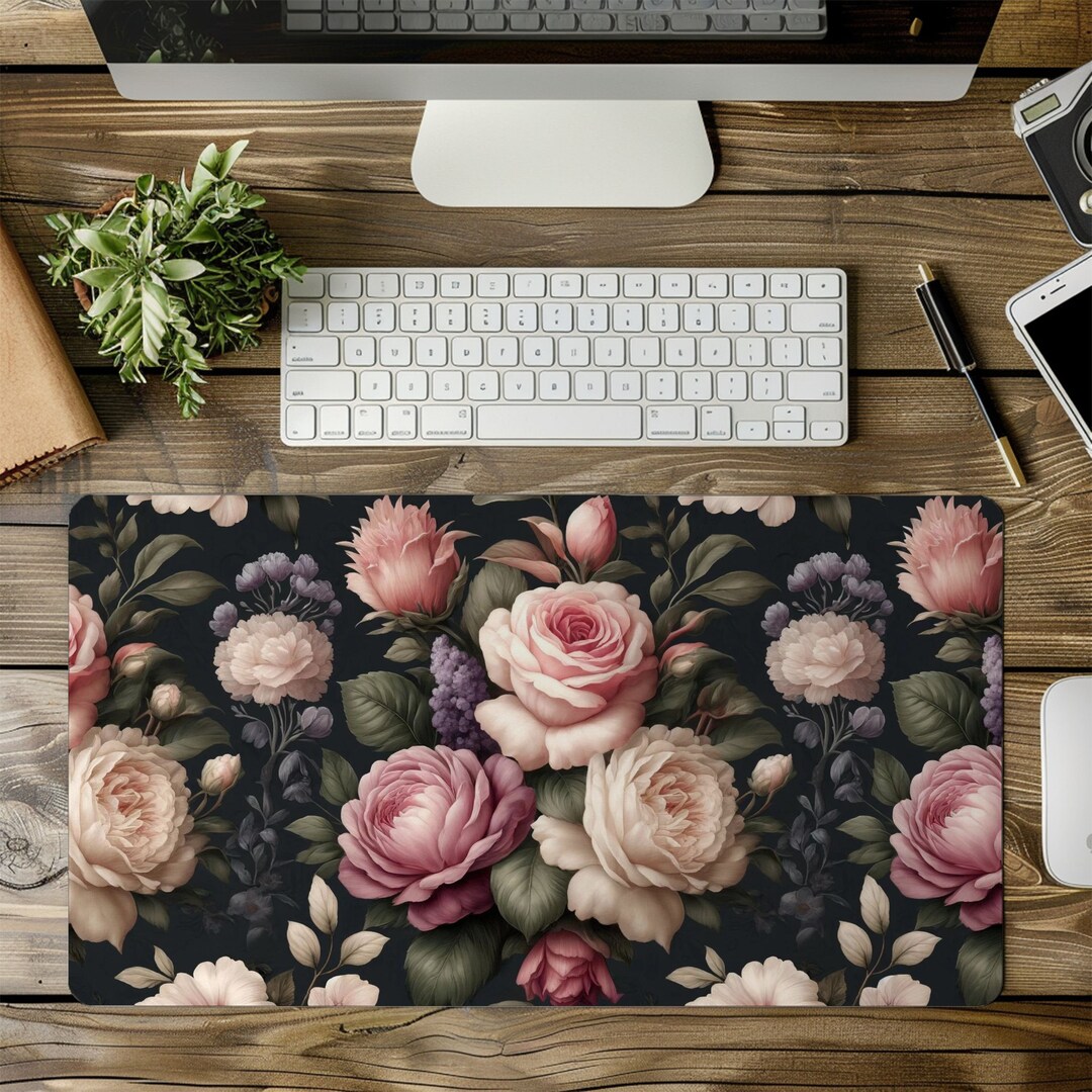 Floral Desk Mat: Peony & Rose Design, Non-slip Office Decor - Etsy