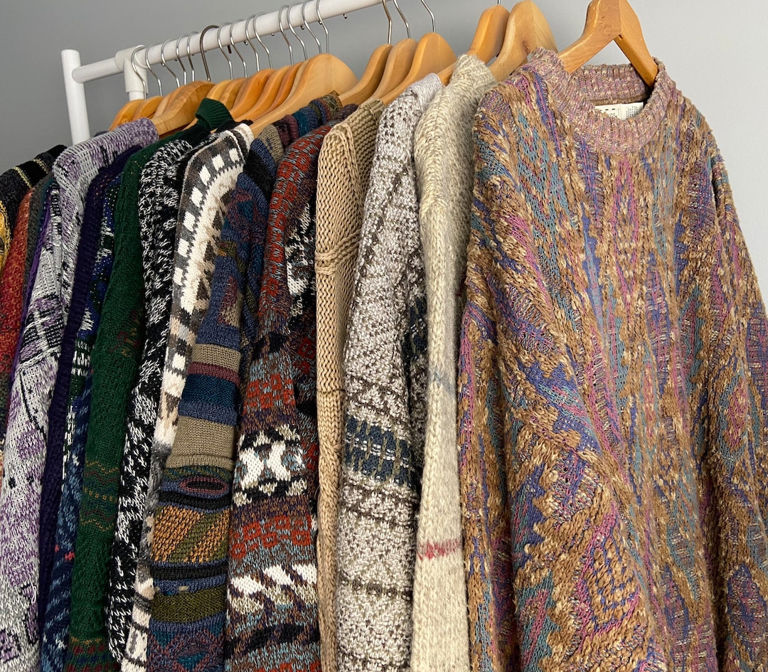 Vintage 90s Mystery Retro Grandpa Sweater, Hand-picked Patterned ...
