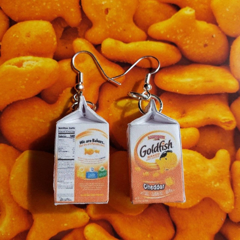 Goldfish Crackers Box Earrings - Etsy